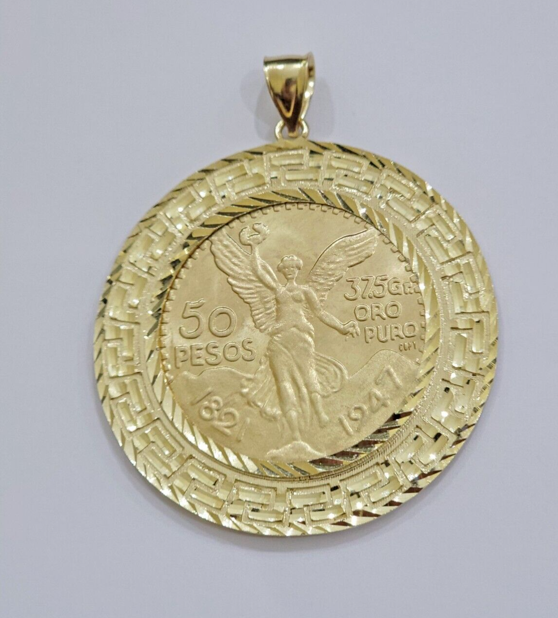 1947 Mexican Centenario Coin Charm Pendant 50 pesos With Bezel Solid 1 ...