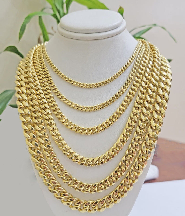 Real 10k Gold Chain Necklace Miami Cuban Link 18"-30" Inch 6mm 7mm 8mm ...
